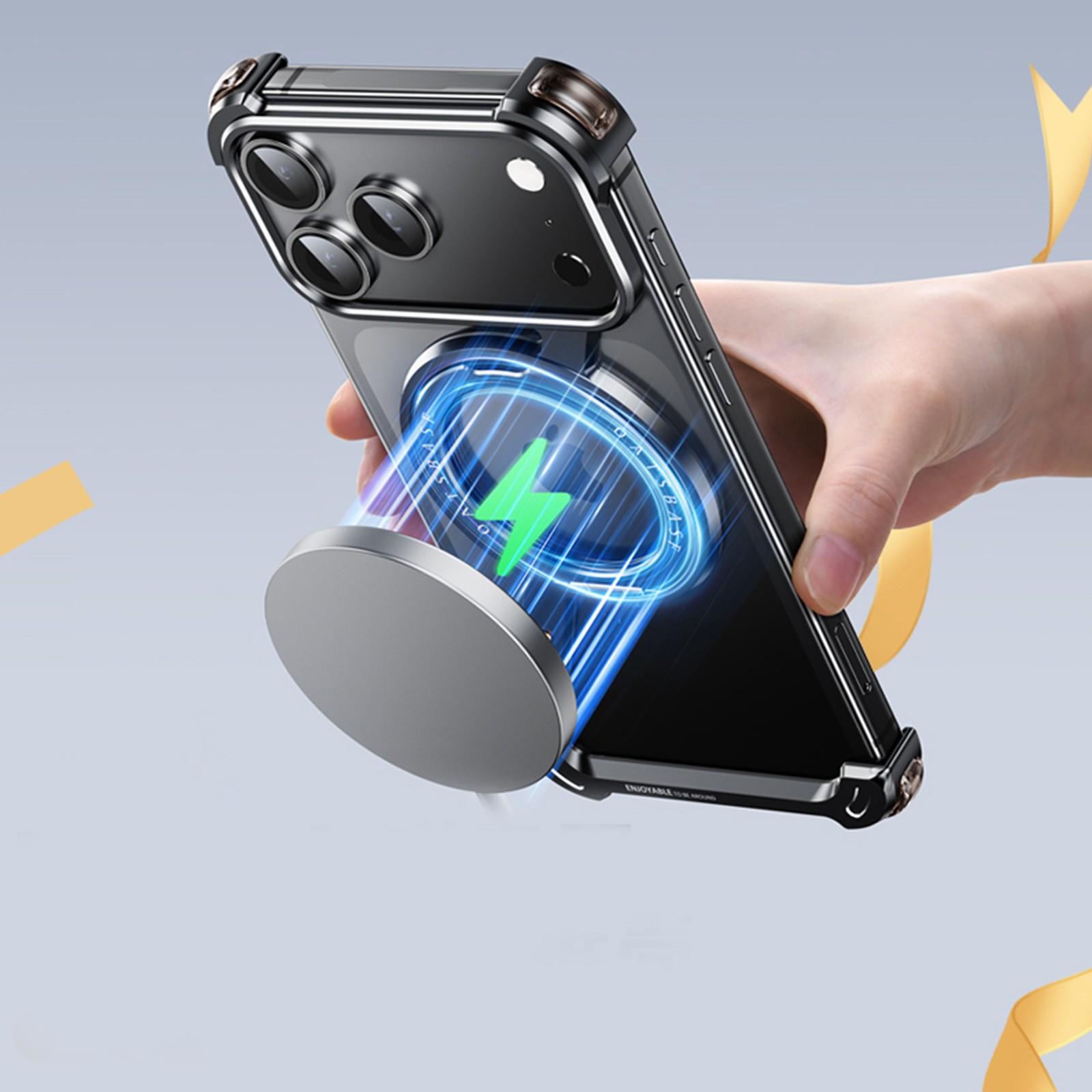 Magnetic Metal Z Shape Rimless stand Case For iPhone 17/17 Pro Max/17 ...