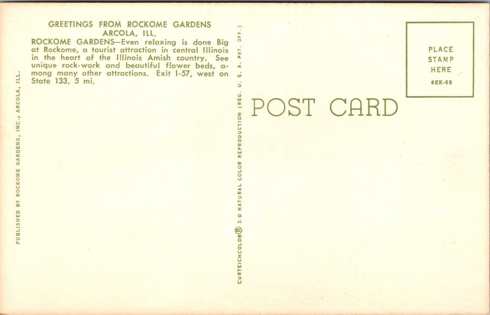 Arcola Illinois IL Rockome Gardens Large Bentwood Rocker Amish Postcard ...