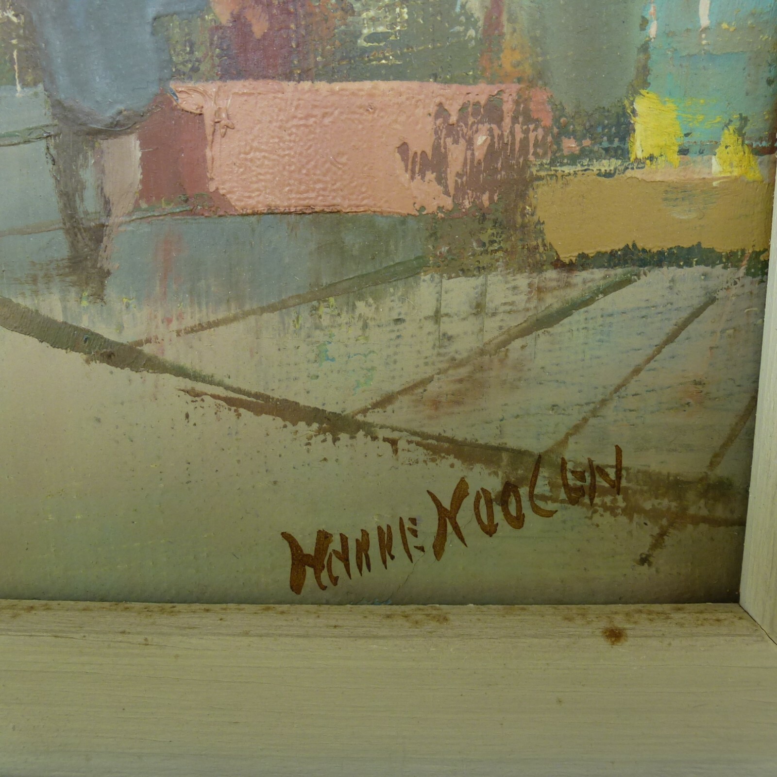 HARRY KOOLEN 1904-1985 SIGNED OIL PAINTING BUSY TOWN SCENE * DUTCH ...