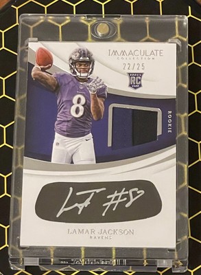 2018 IMMACULATE LAMAR JACKSON RPA RC ROOKIE PATCH EYE BLACK AUTO 22/25 ...