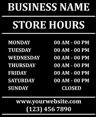 Custom Business Store Hours Sign Vinyl Decal Sticker 15" Wide | eBay