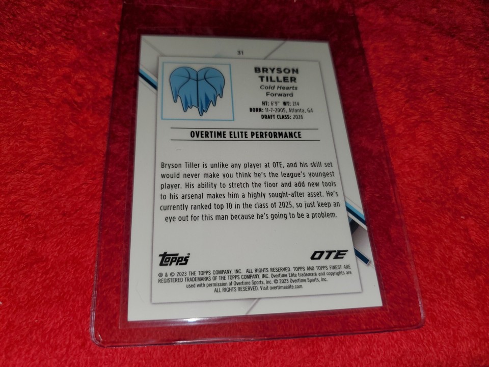 2023 TOPPS FINEST OVERTIME CARD BRYSON TILLER RC GOLD 38/50 | eBay