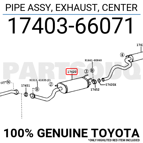 1740366071 Genuine Toyota PIPE ASSY, EXHAUST, CENTER 17403-66071 | eBay