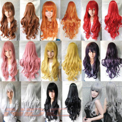 Womens/Ladies 80cm Long CURLY WAVY Cosplay/Costume/Anime/Party Full ...