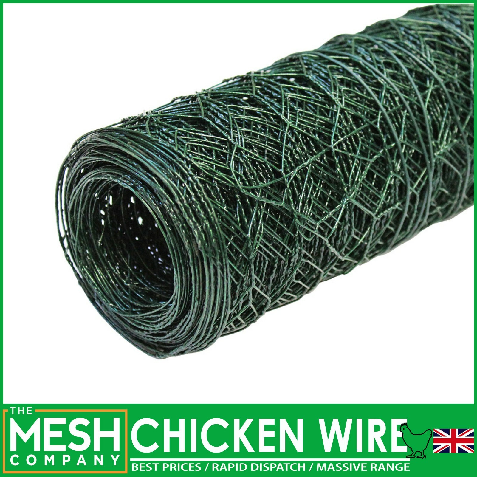 The Mesh Company 25mm (1") Green PVC Chicken Run Mesh Rolls | 10m x ...