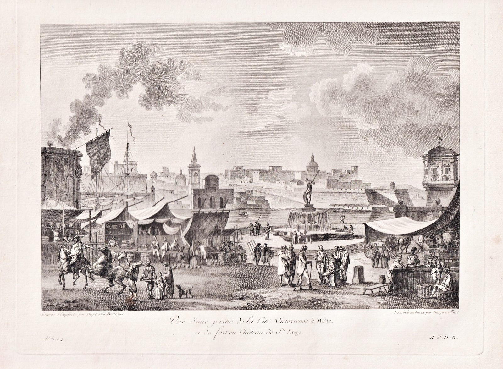 Malta Malte Forte Sant' Angelo incisione engraving Kupferstich Saint ...