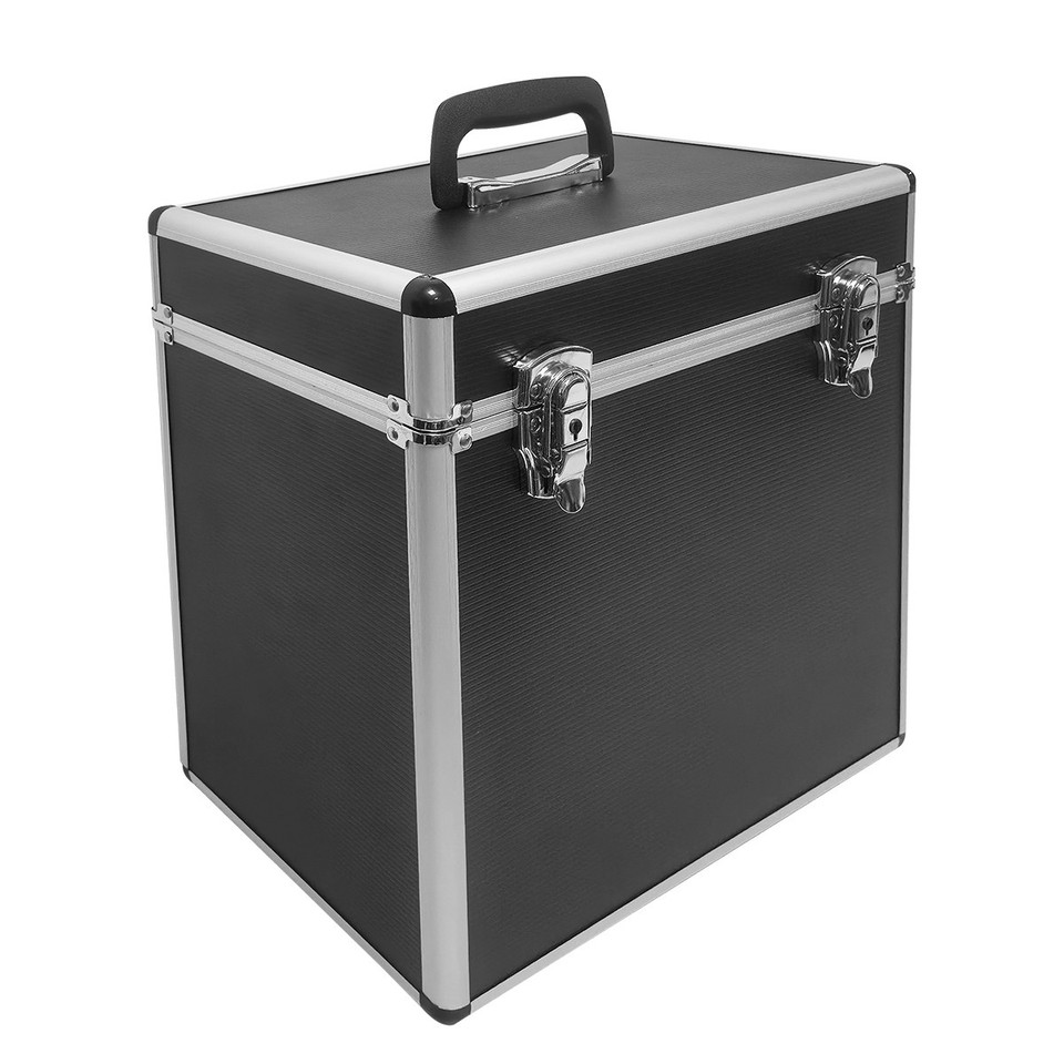 Holds 50pcs 12" Black LP DJ Vinyl Record Flight Case Album Storage Box ...
