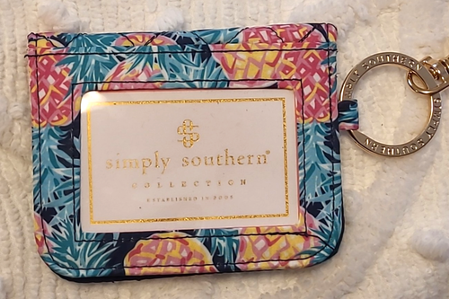 Simply Southern ID Keychain Wallet Pink Pineapples Card Slots Snap Shut ...