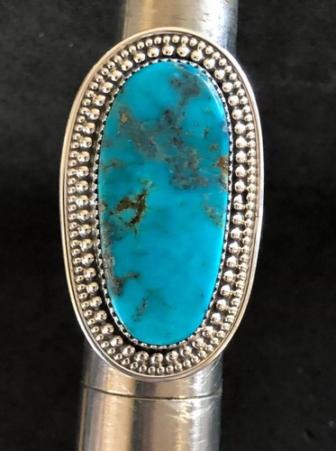 Navajo Turquoise High Grade Ring Sterling Silver Avin Joe Kingman Size ...
