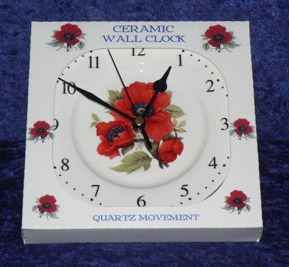 Poppy poppies wall clock porcelain wall clock - gift boxed | eBay UK