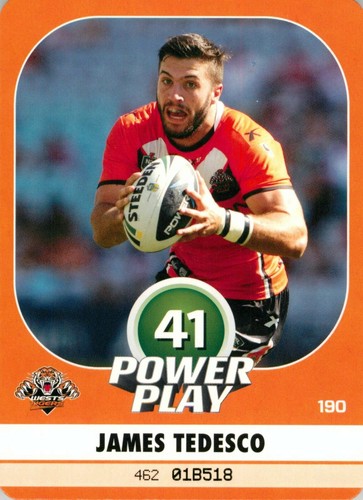 2015 WESTS TIGERS NRL Card JAMES TEDESCO Power Play | eBay Australia