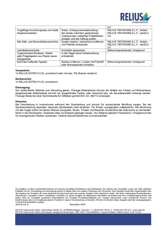 32 x Relius EXTRA PLUS E.L.F Dispersion Innenfarbe Farbe 12,5 Liter ...