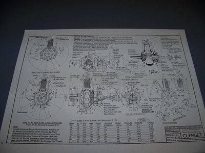 VINTAGE..FRENCH CLERGET ENGINE,.5-VIEWS/STRUCTURE/PROFILES....RARE ...