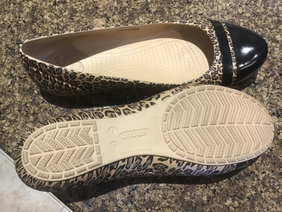 CROCS~Animal Print Leopard Cheetah Print Ballet Flats Comfort Shoes -W9 ...