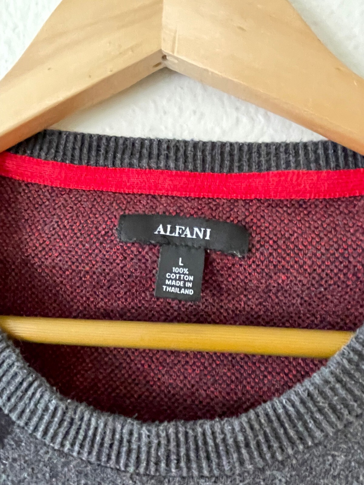 Alfani Size L Mens Abstract Color Block Pullover Sweater Gray Red Multi ...