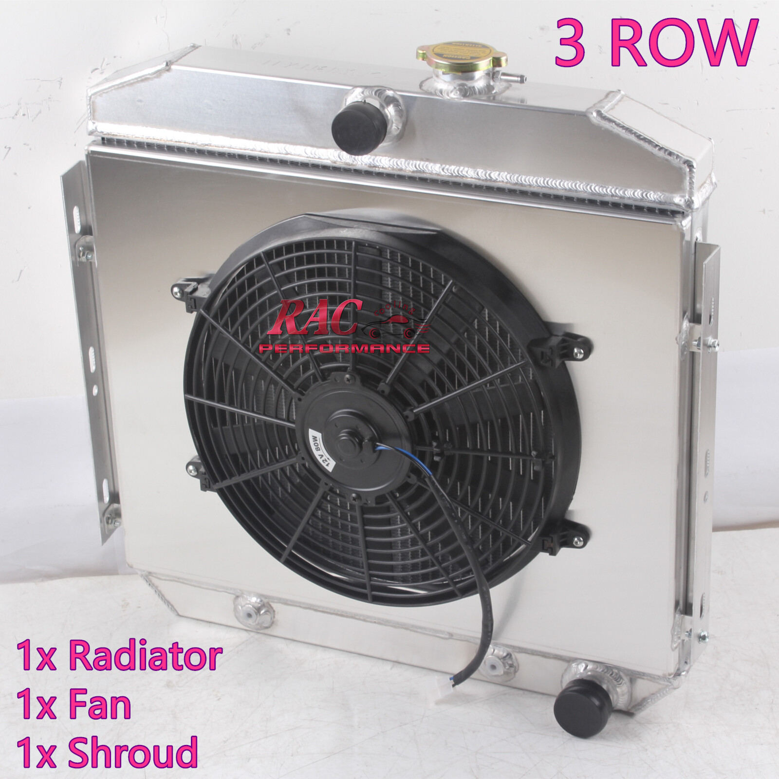 3Row Radiator with Shroud Fan For Chevy 1955-1957 Nomad 150 210 Bel Air ...