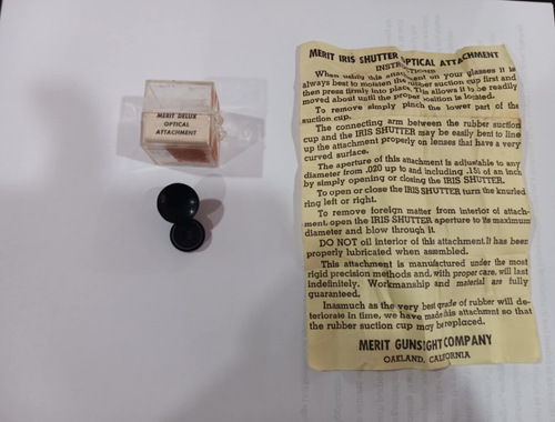 VINTAGE MERIT GUNSIGHT CO. IRIS SHUTTER OPTICAL SH00TING ATTACHMENT | eBay