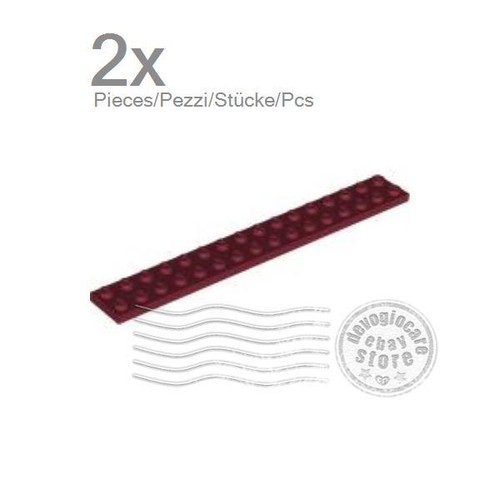 2x LEGO 4282 Plate 2x16 Dark Red | 6359694 | eBay