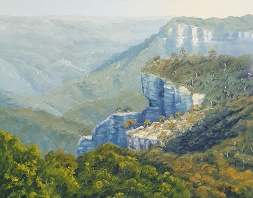 Blue Mountains Landscape painting Original Oil Pulpit Hill Cheryl Mahon ...