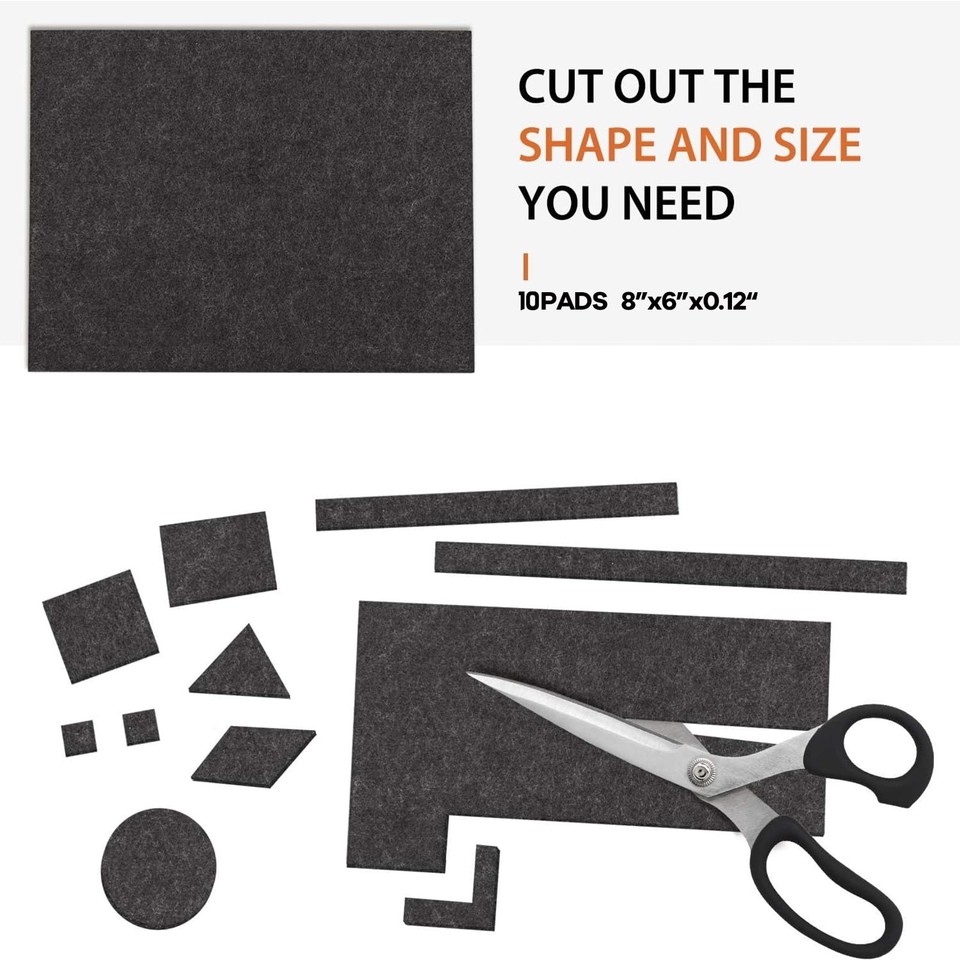 Felt Furniture Pads 10pcs 8" x 6" Adhesive Large Felt Pads, Cuttable ...