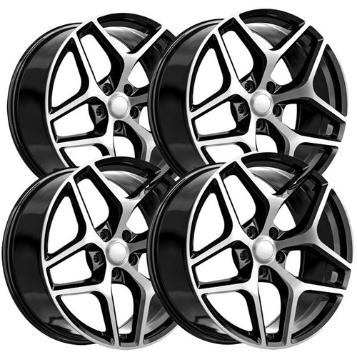 (Set of 4) OE Revolution Z28 22x9 5x120 +35mm Black/Machined Wheels ...