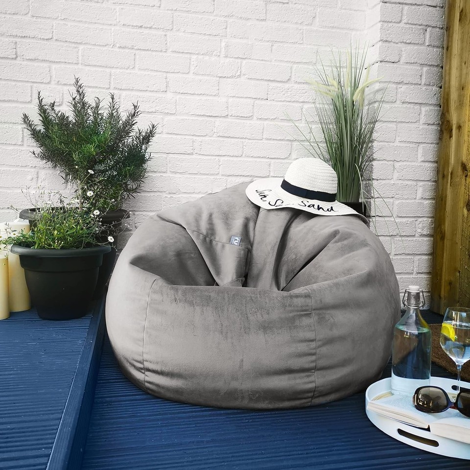 Velvet Slouch Bean Bag Chair XL Floor Seat Teens Adults Bedroom Lounge ...
