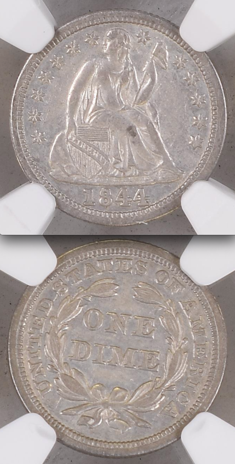 1844 NGC AU55 $3,500-CU Rare in AU! Nearly Unc! LEGENDARY KEY Seated ...