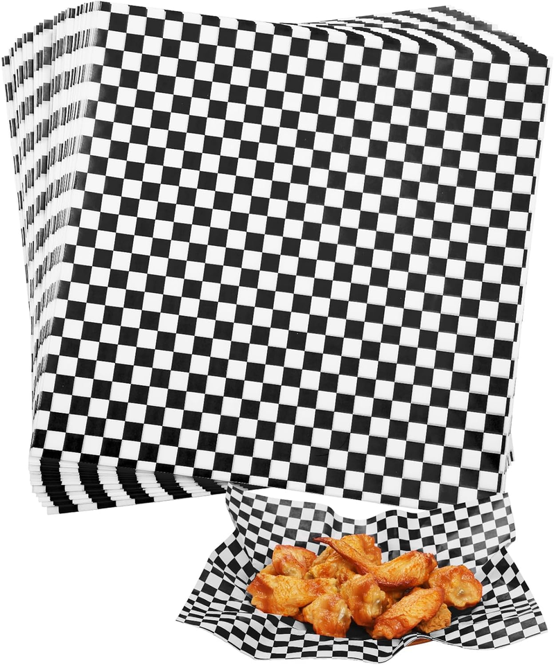 100 Sheets Black and White Checkered Deli Paper Sheets 12 * 12 Inch ...