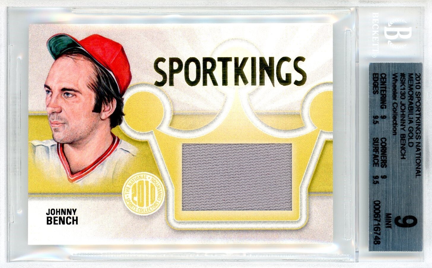 2010 SPORTKINGS NATIONAL GOLD 1/1 #SK130 JOHNNY BENCH JERSEY ...