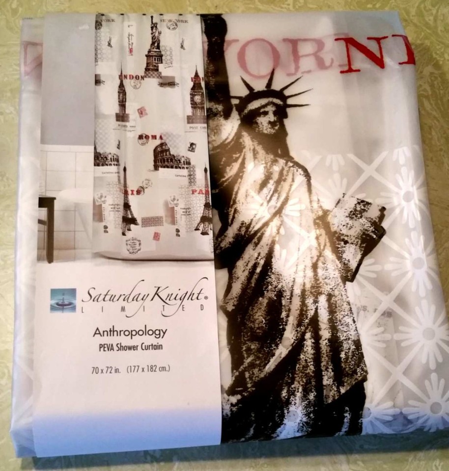 Statue of Liberty NY-Rome Coliseum-Eiffel Tower Shower Curtain ...