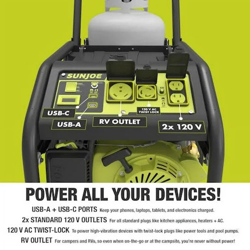 Sun Joe 4100 Watt Portable Propane Generator Plus Electric Start ...