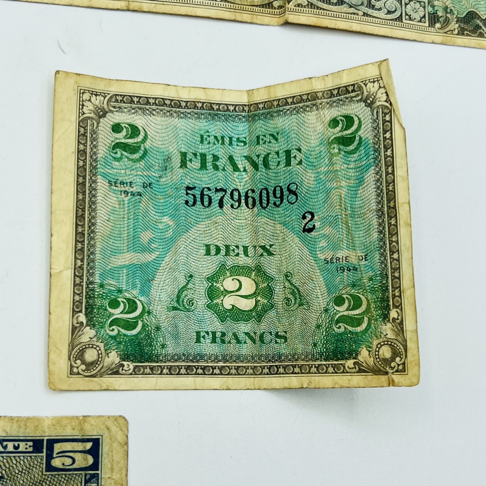 Lot Of 1944 Francs Allied Military MPC Banknotes WWII era 100 50 2 .25 ...