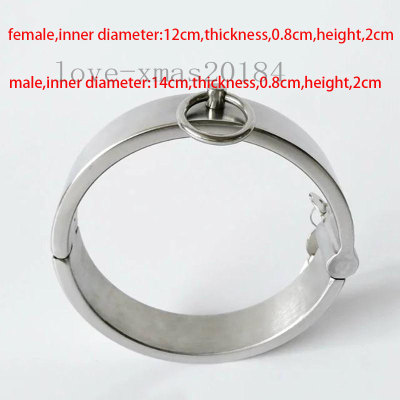 Stainless Steel Male Collar Cuffs Handcuffs Female Slave Shackle Neck ...