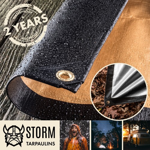 Tarpaulin Heavy Duty Waterproof Ground Sheet Cover Black Tarp 270 ...