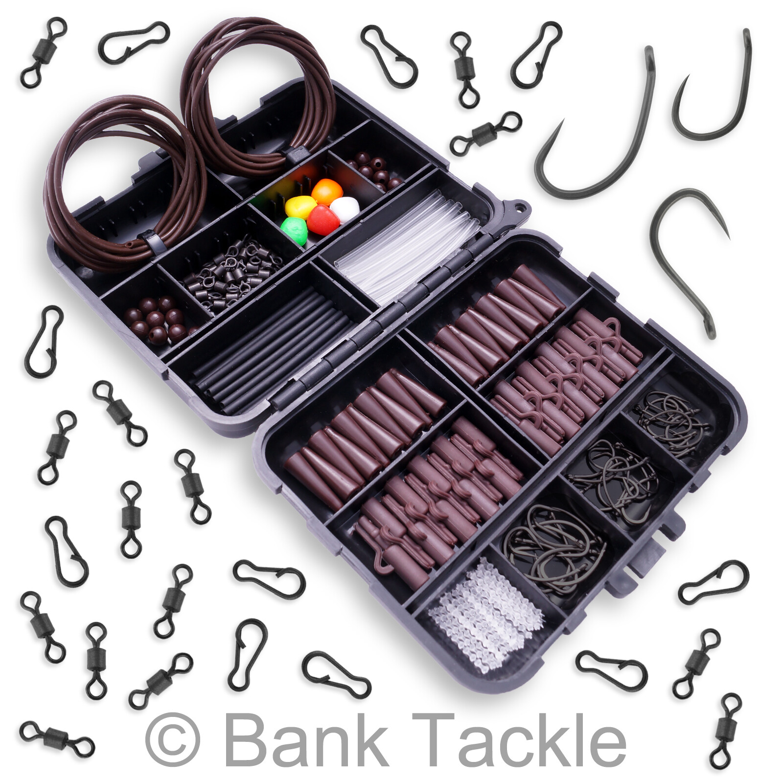 Carp Fishing Tackle Box Lead Clips Hooks Swivels Clips Shrink Tube ...