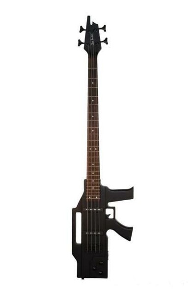 5 String Electric Bass Ak47 Machine Gun Black Rifle Glen Burton & Bag ...