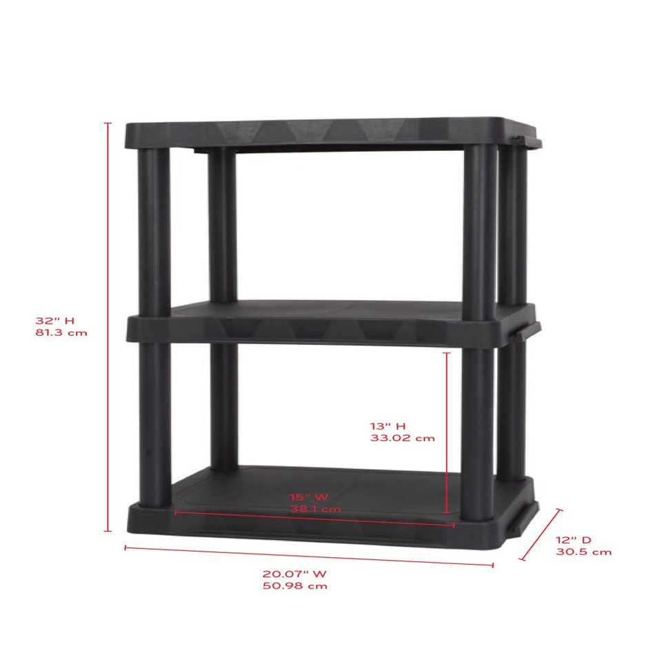 Sturdy 3 Shelf Plastic Basement Garage Shelves All Storage Needs Long ...