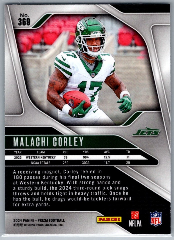 2024 Panini Prizm #369 Malachi Corley Rookie New York Jets | eBay