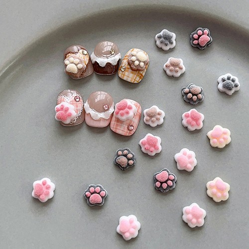 10Pcs 3D Nail Art Cat Paw Shape Charms Manicure Tips Salon Decoration ...