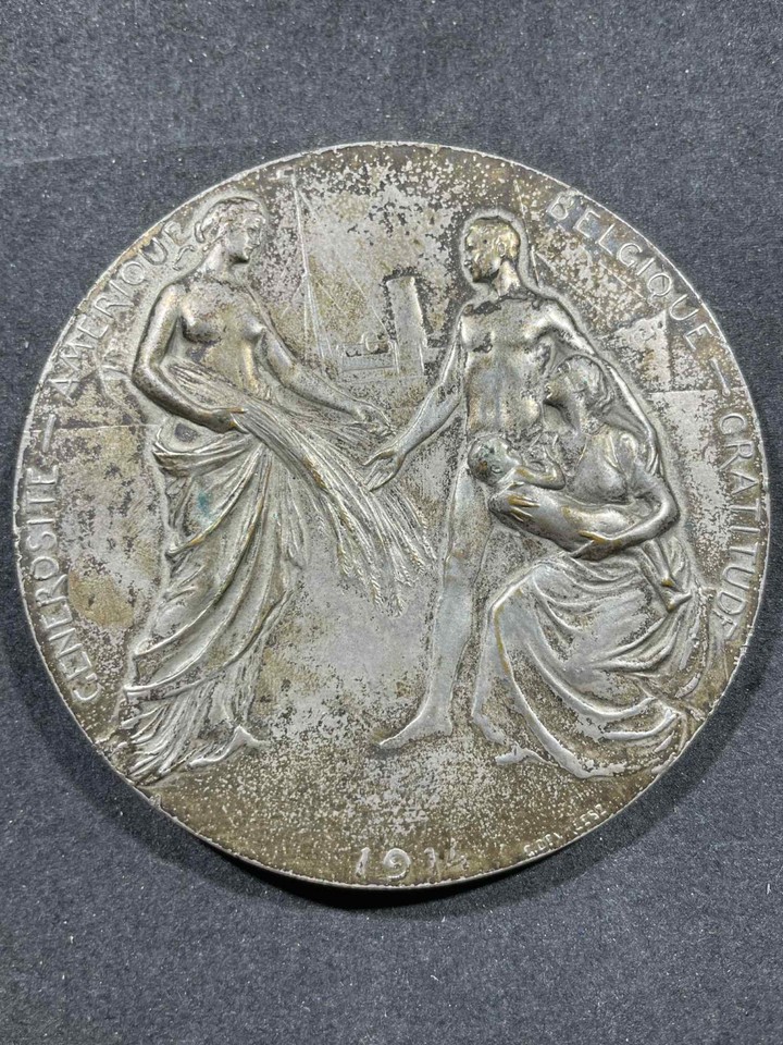 WW1 WWI 1914 Belgium Belgian Army Military American Aid Gratitude Table ...