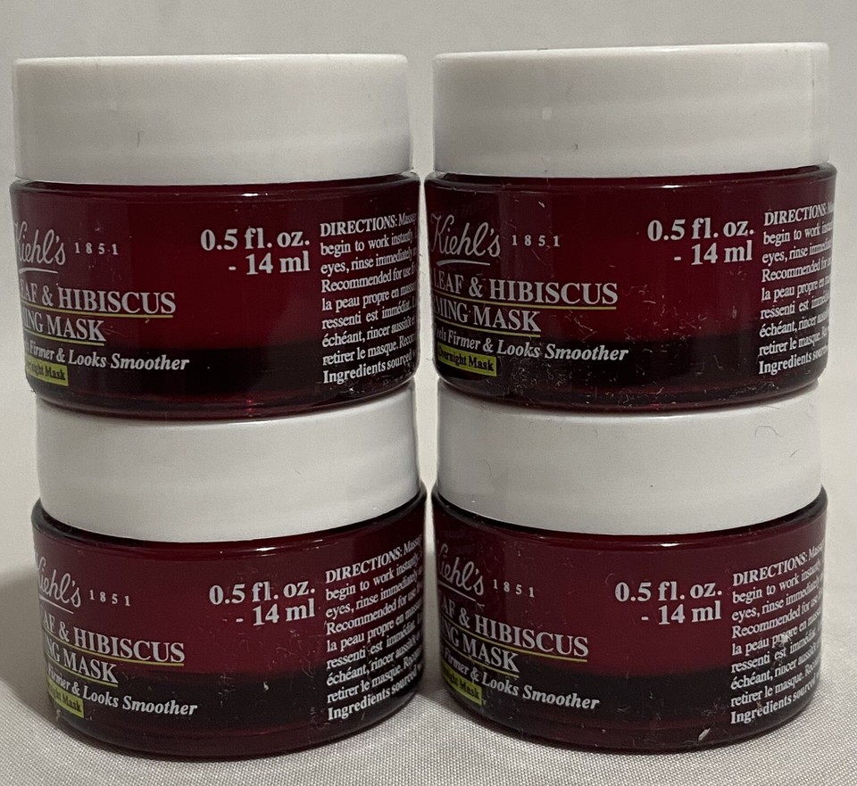 Lot Of 4 Kiehl's Ginger Leaf & Hibiscus Firming Mask Travel Size 0.5oz ...