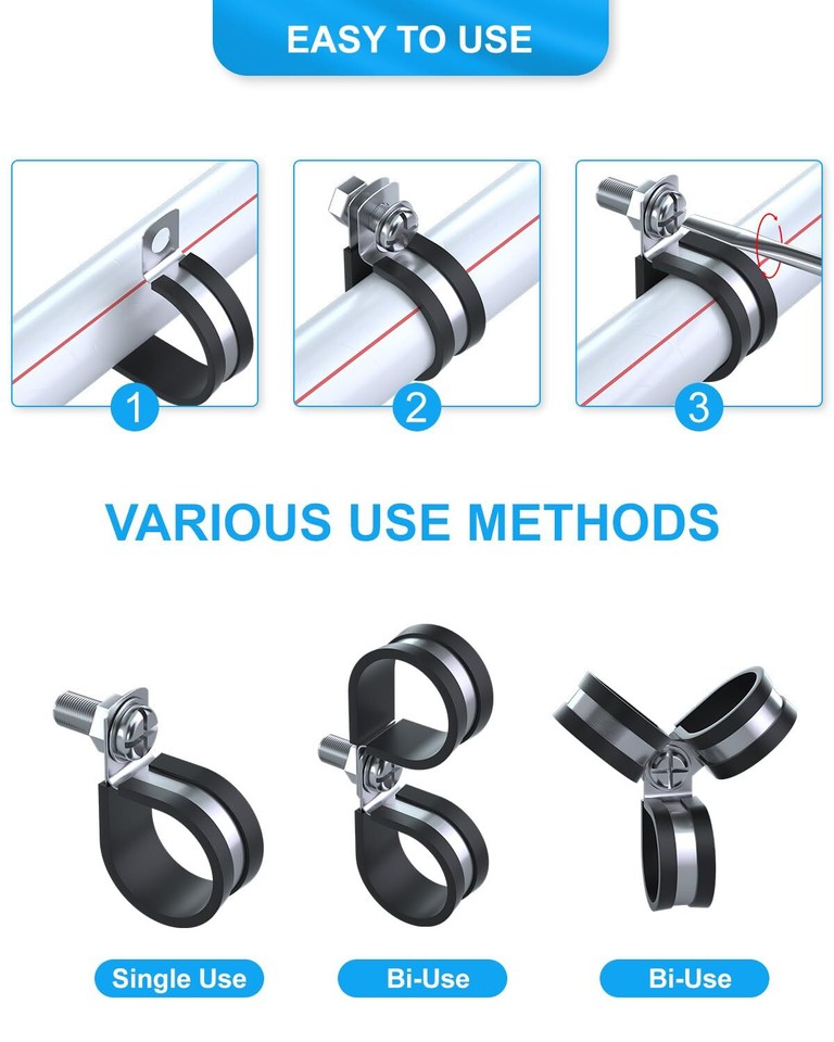20PCS Cable Clamps, 3/4 Inch Stainless Steel Wire Clamp, P Clips for ...