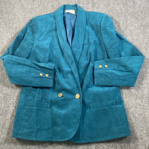 Ultra Suede Blazer Womens 18 Blue Turquoise Lined Solid Long Sleeve ...