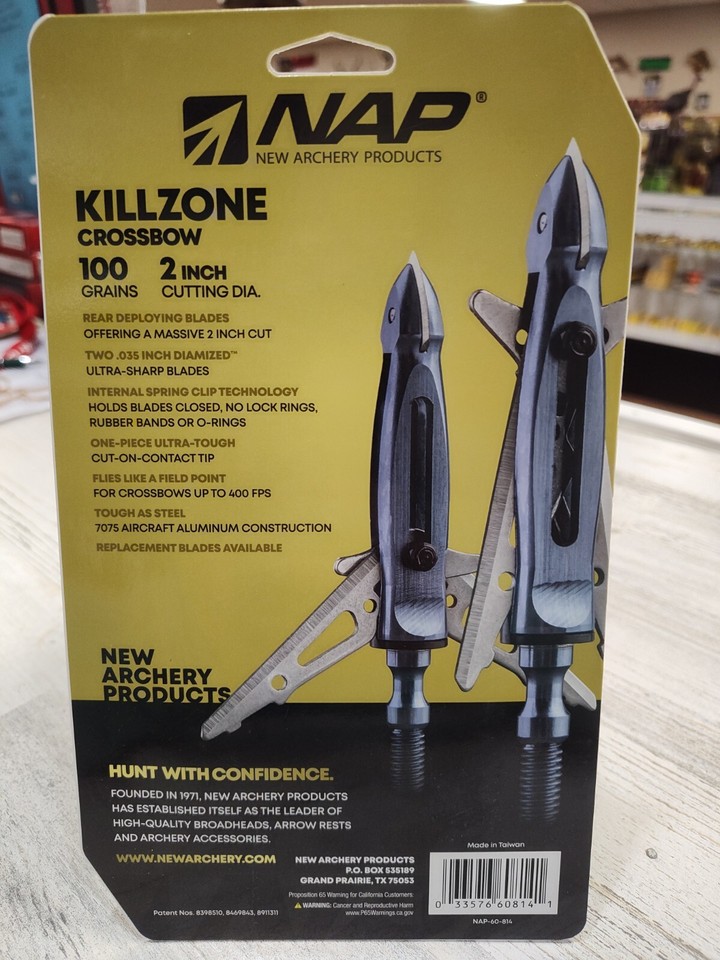 NAP Killzone Mechanical Broadhead 100 Grain 2" 3-pack | eBay