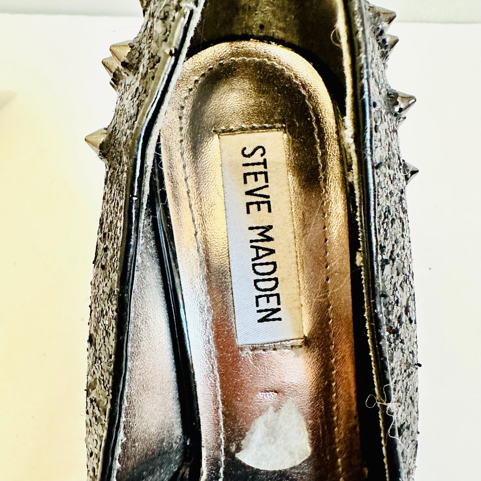 STEVE MADDEN SPIKE GLITTER SEXY BLACK STILLETO HIGH H… - Gem