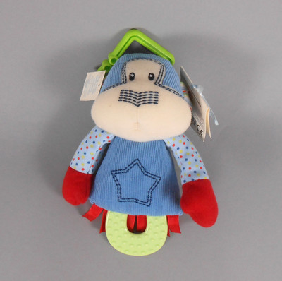 Gund Jax Blue Monkey Pulldown Teether 7" Blue Fabric Stuffed Toy New ...