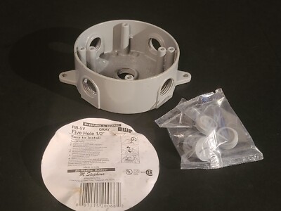 BWF RB-5V Round Five Hole 1/2" Electrical Outlet Box - GRAY All Weather ...
