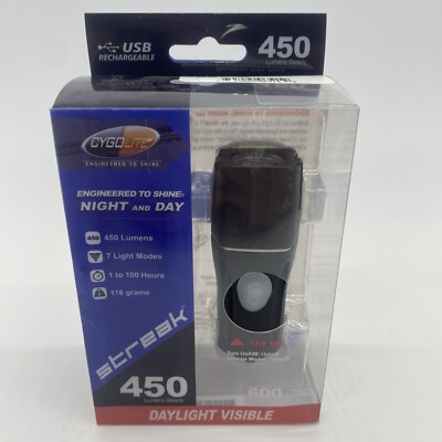 Cygolite Streak 450 USB Rechargeable Bicycle Headlight 450 Lumen Front ...