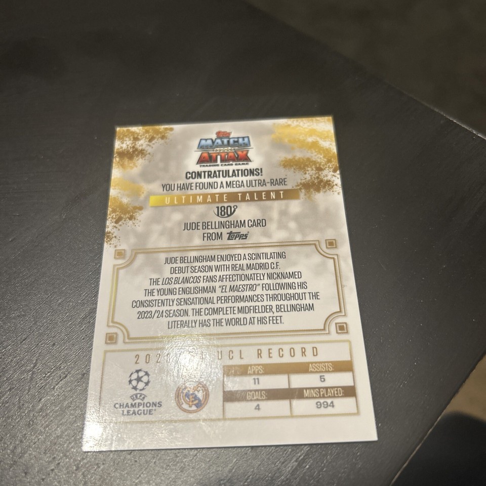 Topps Match Attax 24/25 EL MAESTRO DE MADRID Jude Bellingham 180° RARE ...