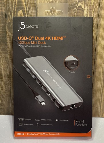 j5create USB-C Dual 4K HDMI 10Gbps Mini Dock - 100W, JCD398 NIB | eBay